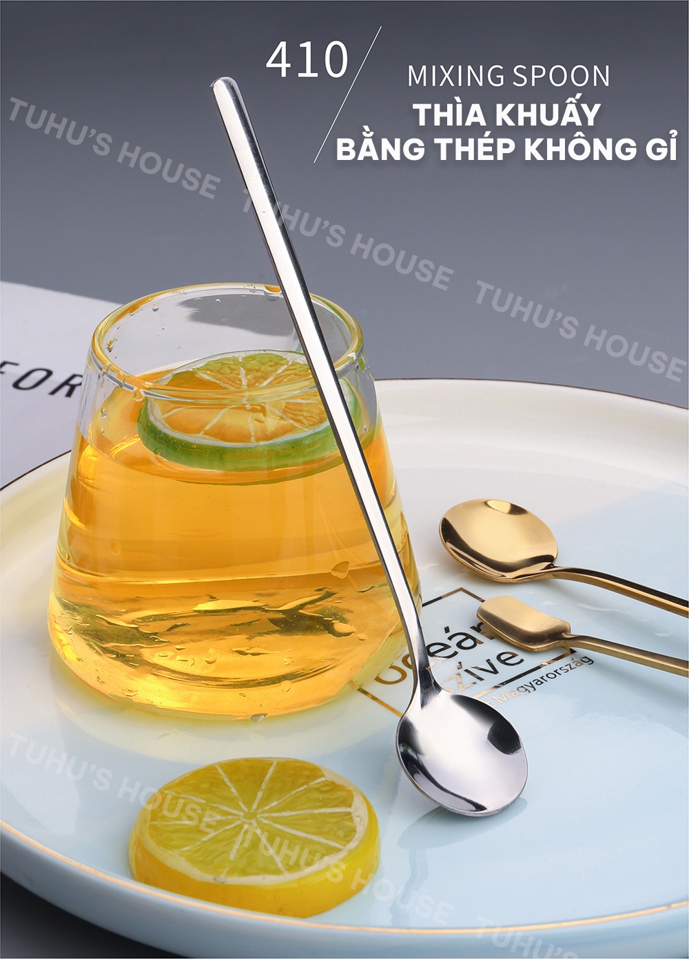 Thìa inox, muỗng cà phê inox, thìa dài uống trà thép không gỉ hai màu ...