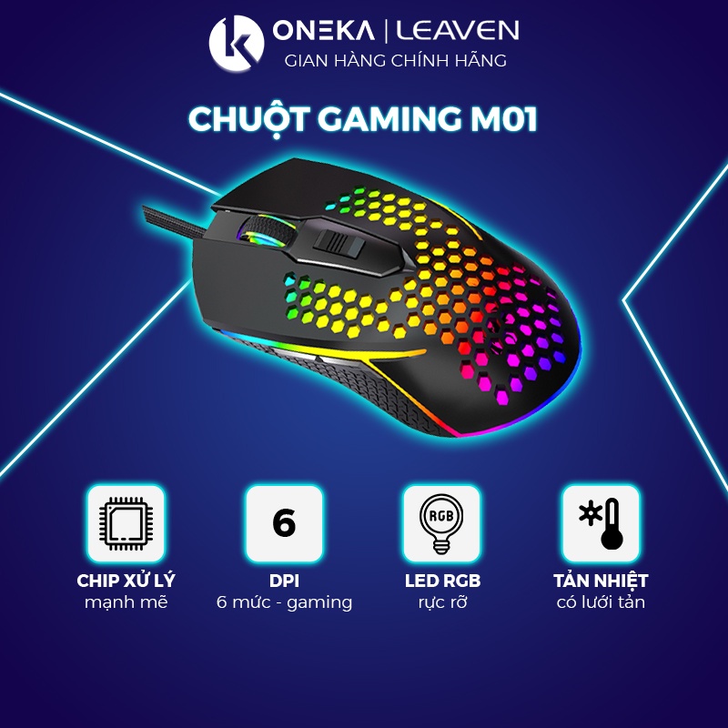 Chuột Gaming ONEKA M01 Chuyên Chơi Game Máy Tính LED RGB Nhiều Chế Độ ...