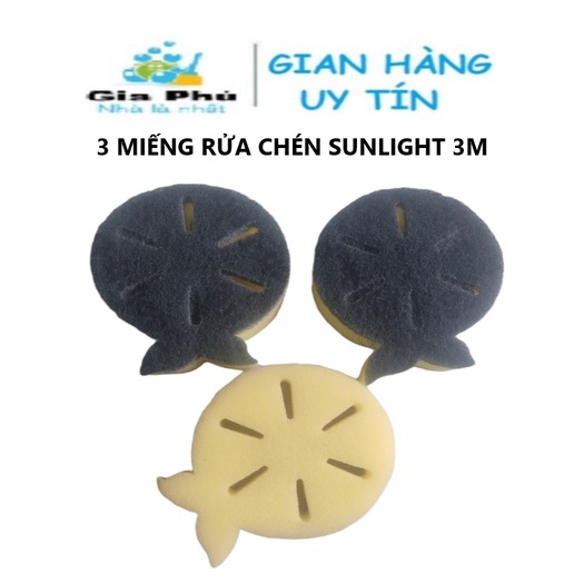 ( SUNLIGHT ) Combo 3 miếng rửa chén mút xốp SUNLIGHT 3M sạch sẽ, tạo ...
