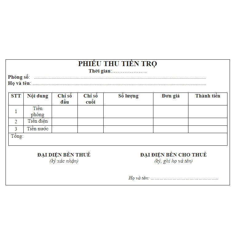 Hướng dẫn mẫu phiếu thu tiền nhà trọ đơn giản và chính xác
