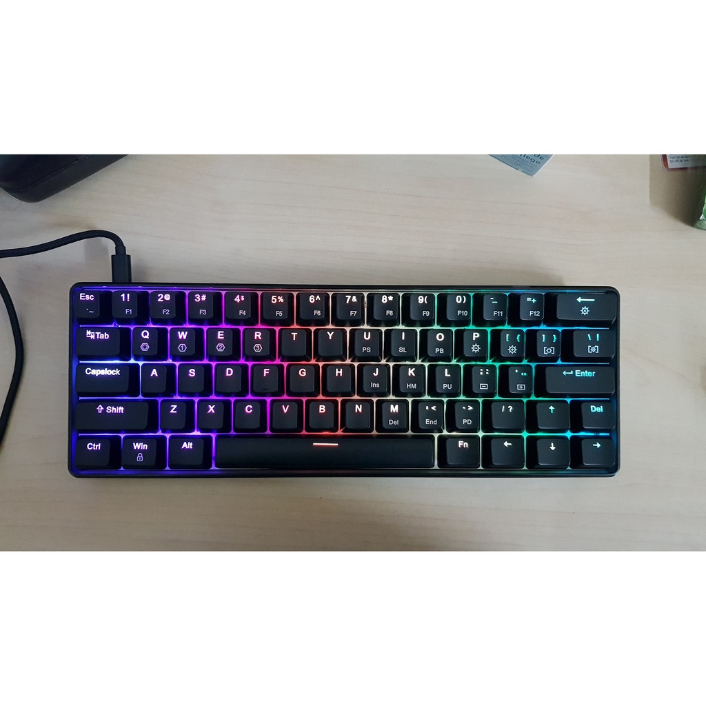 Bàn phím cơ 60% GK62 led RGB 16.8 triệu màu, dây rời Usb type C ...