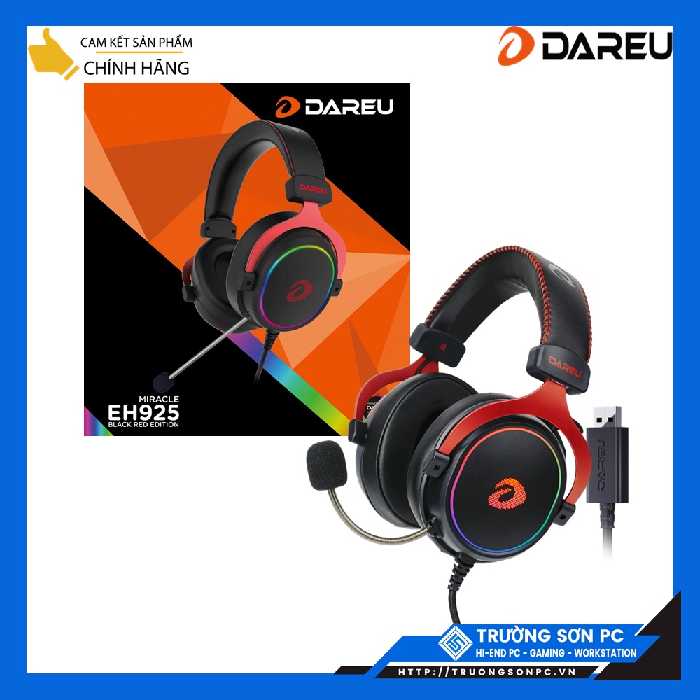 Tai Nghe Dareu EH925 RGB Gaming | USB, 7.1, LED RGB, Black Red | Shopee ...