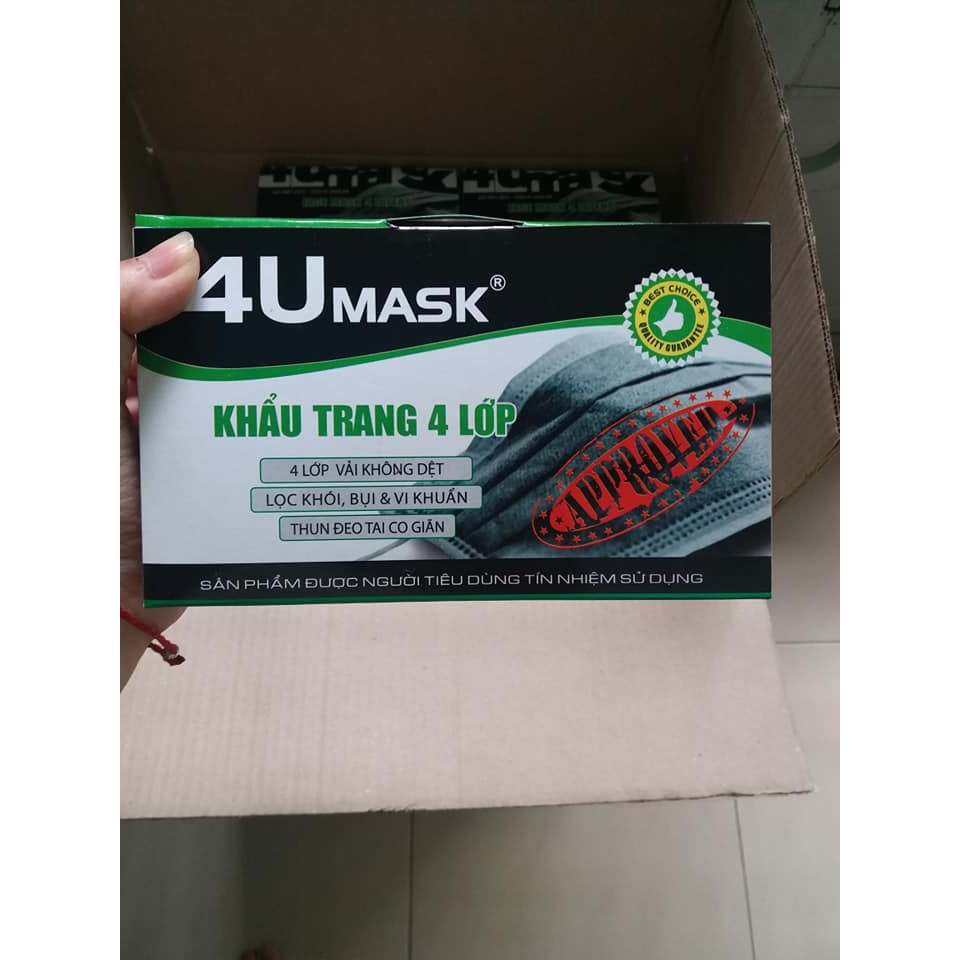 Khẩu trang y tế 4 lớp than hoạt tính hộp 50 cái kháng khuẩn chống giọt ...