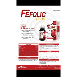 Viên Sắt FEFOLIC - Sắt Fumarat + B9 PLUS cho bà bầu hỗ trợ bổ sung và ...