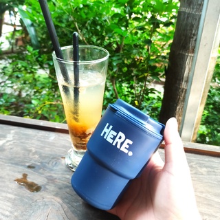 Cốc uống nước có nắp xoay kèm lỗ cắm ống hút màu xanh 320ml giữ nhiệt Yamada hàng nội địa Nhật ...