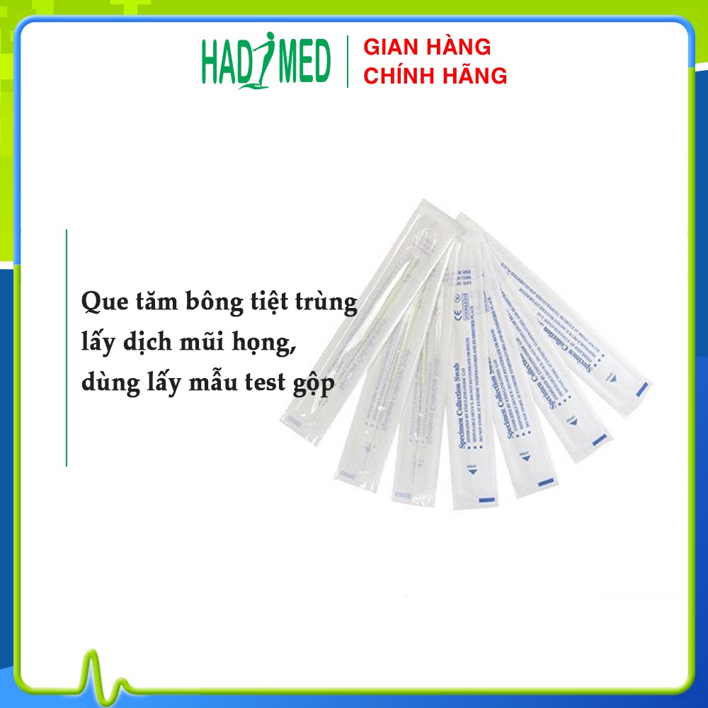 Que tăm bông tiệt trùng lấy dịch mũi họng, dùng lấy mẫu test gộp ...