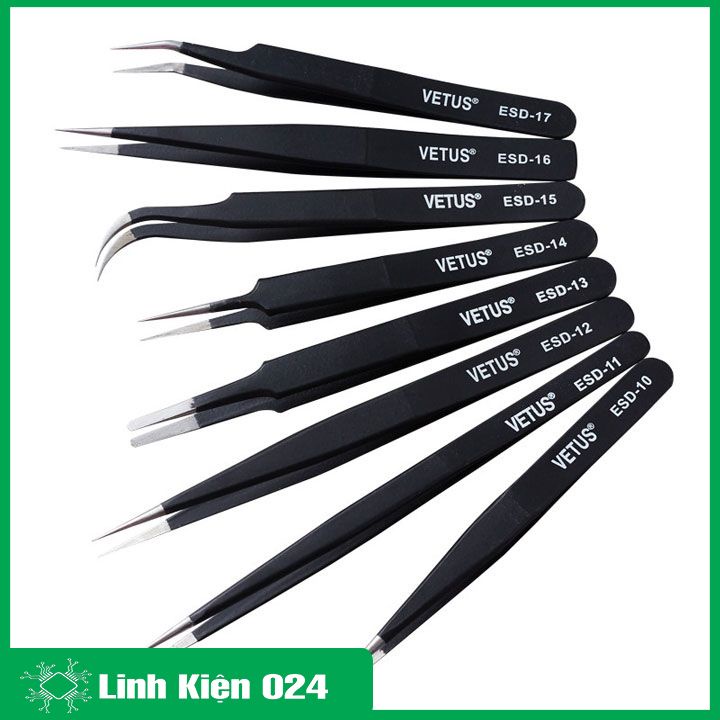 Mua Nhíp kẹp linh kiện điện tử Vetus ESD chân thẳng chân cong, đầu tù gắp chính xác đủ kích ...