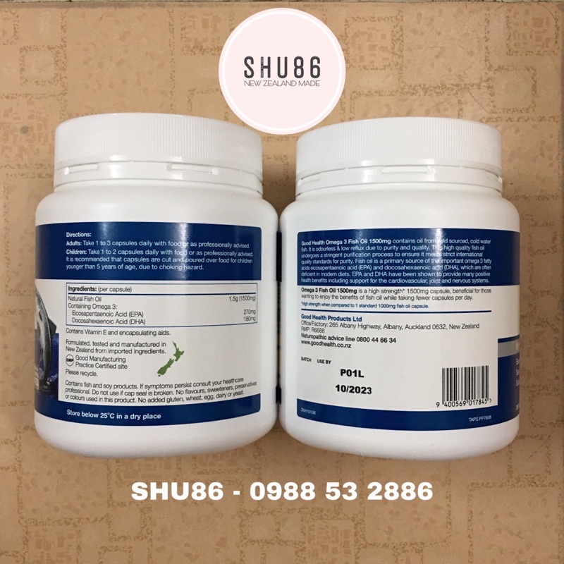 SHU86 Good Health Omega 3 Fish Oil 1500mg - Dầu cá không mùi Goodhealth ...