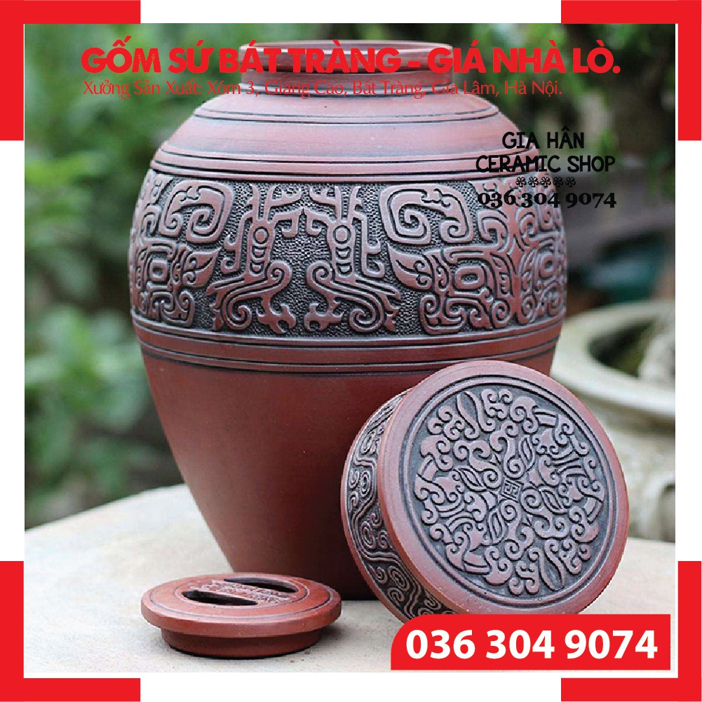 Mua 🍀Chum Bát Tràng Ngâm Rượu 𝟐𝐋 Khắc Nổi Hoa Văn Cổ 🍀Chum Bat Trang ...