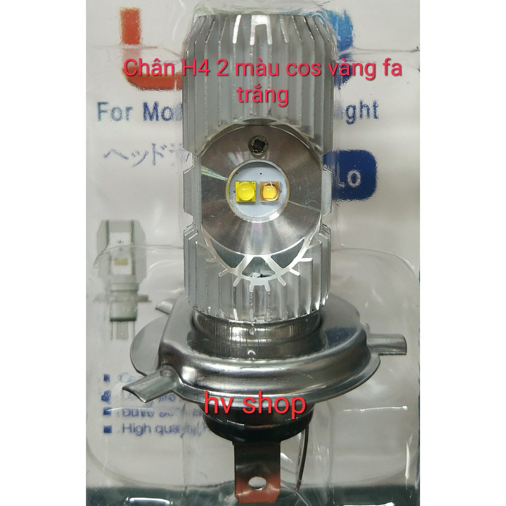 den xe may bóng đèn led 3 chân H4 gắn xe máy 2 màu cos vàng fa trắng ...
