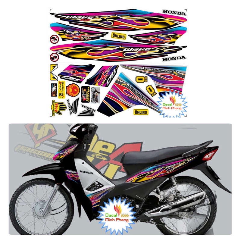 [Nhiều Màu] Tem xen Wave Alpha 110 lửa vàng đỏ,tem 3 lớp hàng cao cấp ...