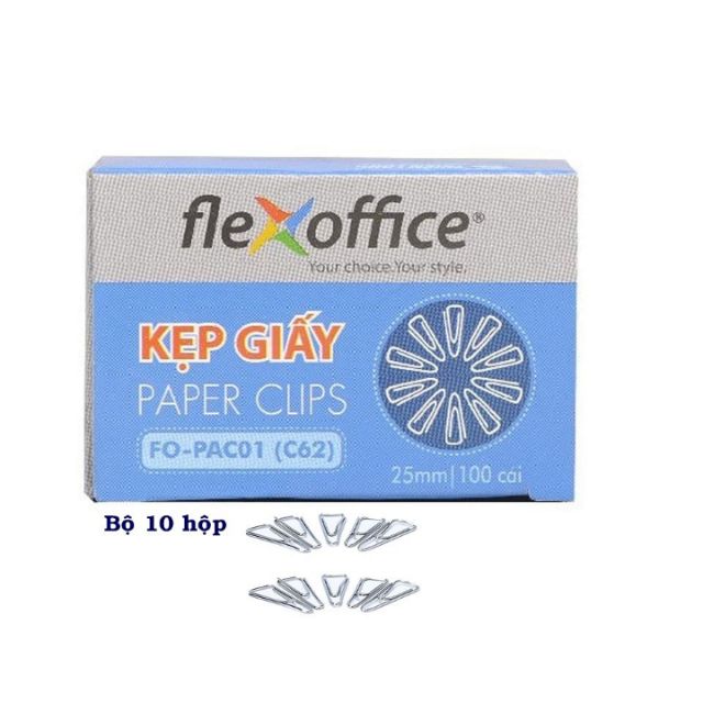Mua Combo 10 hộp kẹp giấy C62 Fle office giá rẻ nhất | TecKi.Vn