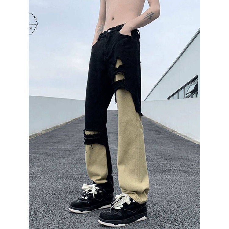 Mua Ch t L Ng cao Qu N jean nam Thiết Kế Quần jean Ng Su Ng Quần jean Dài Lỗ Rách Đường Phố cao ...