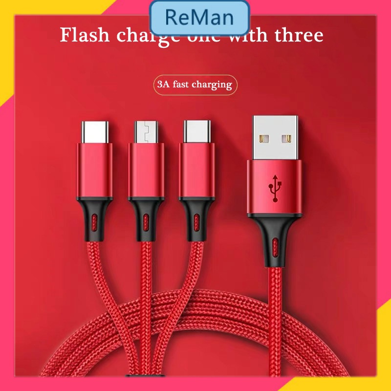 Dây Cáp Sạc Ba Đầu Ba Đầu Cho Thiết Bị Apple Android type-c | Shopee ...