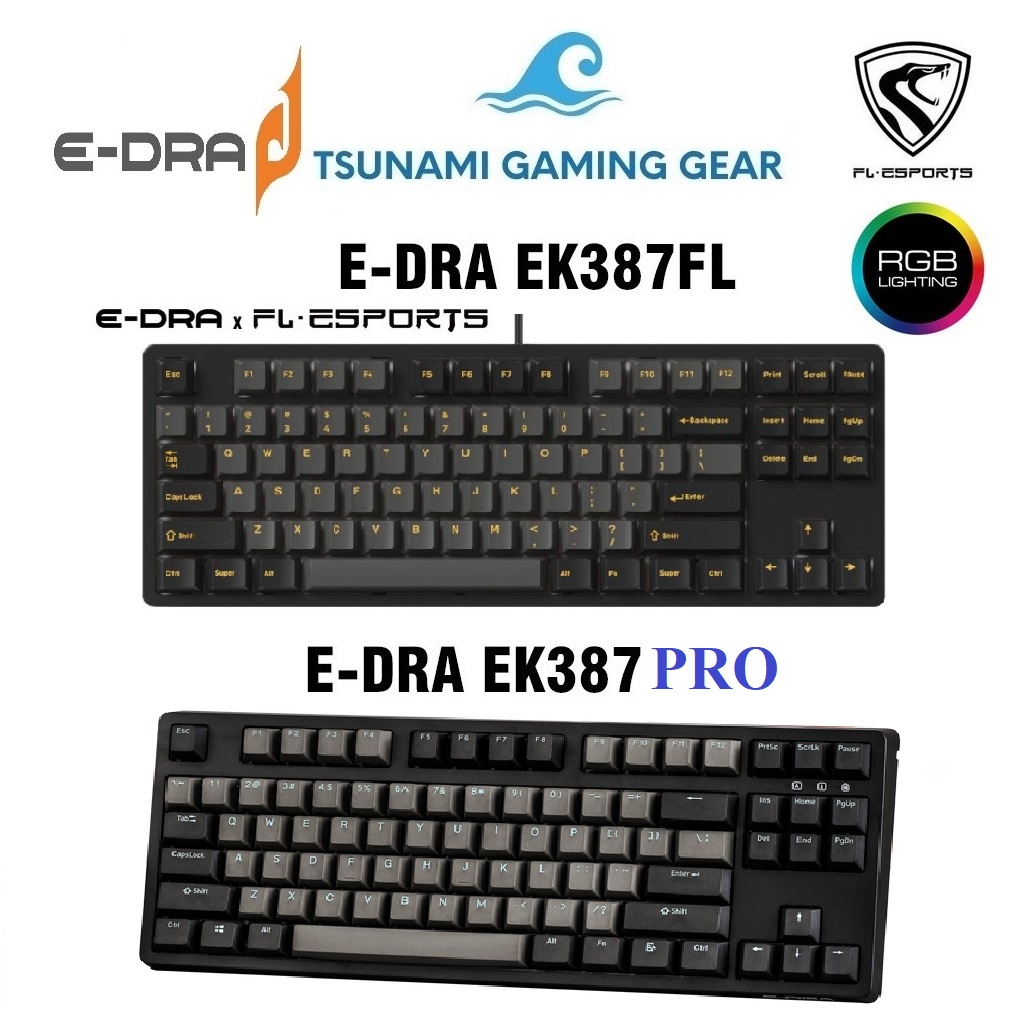 Bàn phím cơ gaming E-Dra EK387FL (RGB)/ EK387 Pro Gateron Switch/ Usb ...