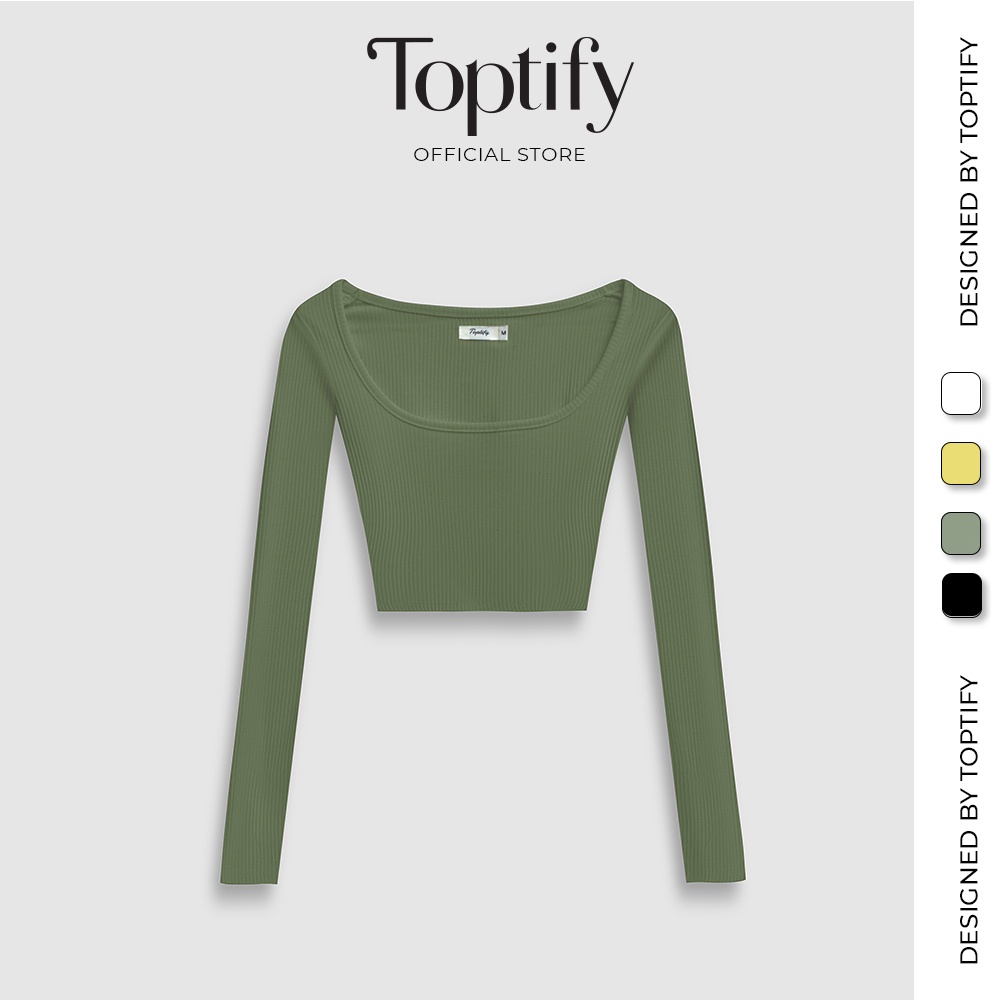 Áo croptop nữ tay dài trơn ôm body TOPTIFY cổ vuông form basic Better ...