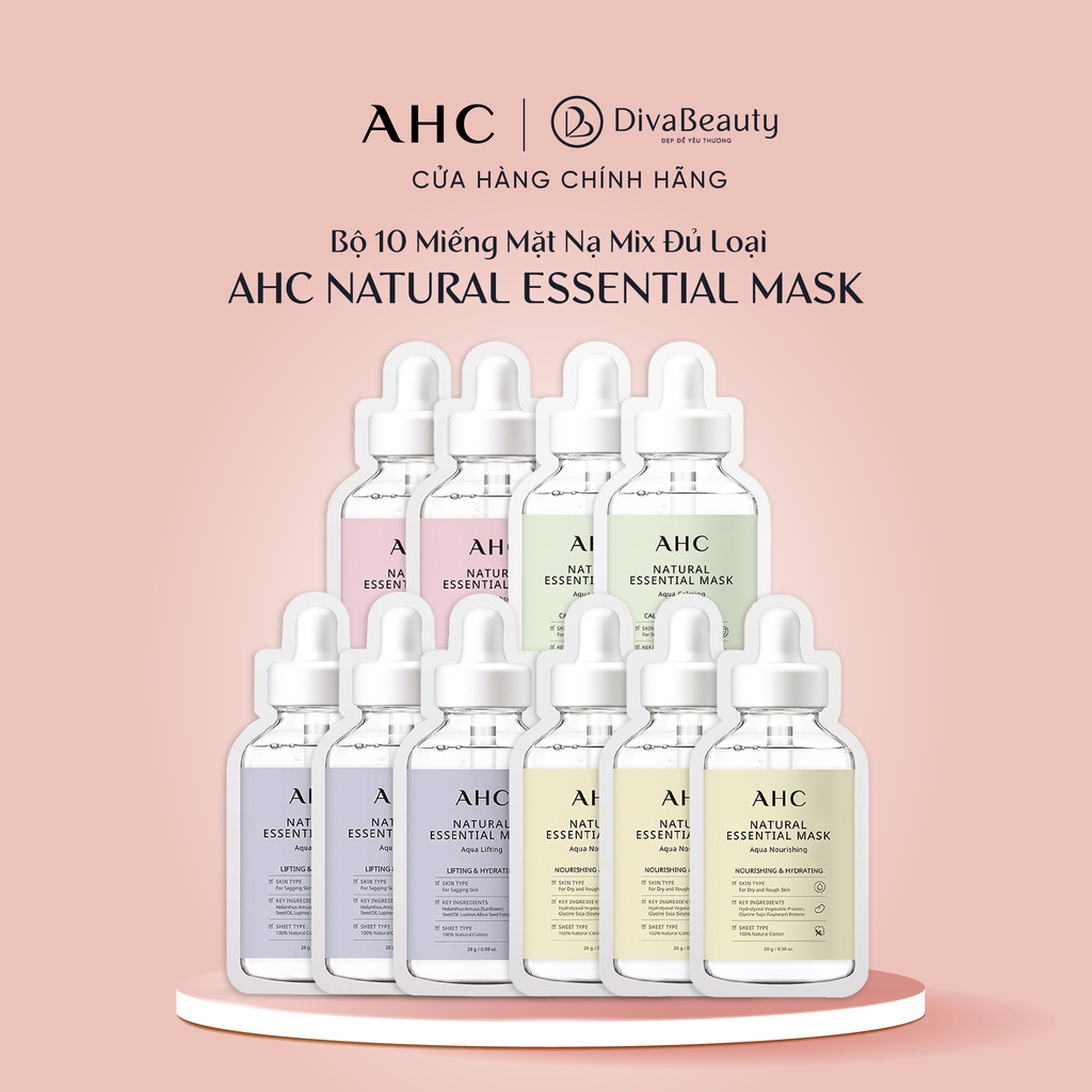 [Hỏa tốc] Bộ 10 Miếng Mặt Nạ Mix AHC NATURAL ESSENTIAL MASK (28gr ...