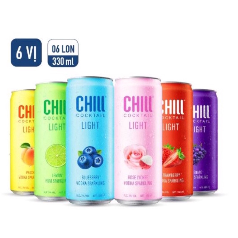 Thùng 6 lon Chill Cocktail mix vị 330ml/lon | Shopee Việt Nam