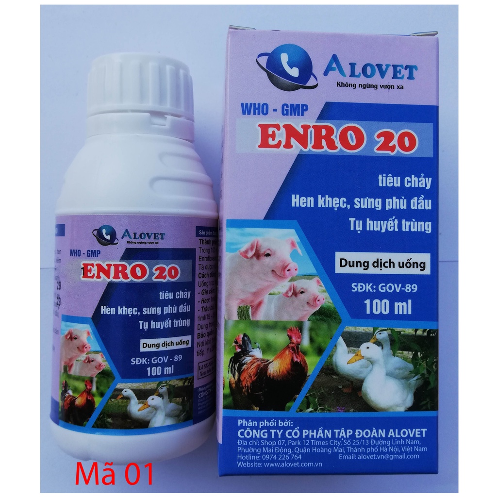 1 lọ ENRO 20 100ml Dùng tốt cho Trâu bò, dê, cừu, chó, mèo, heo và gia ...