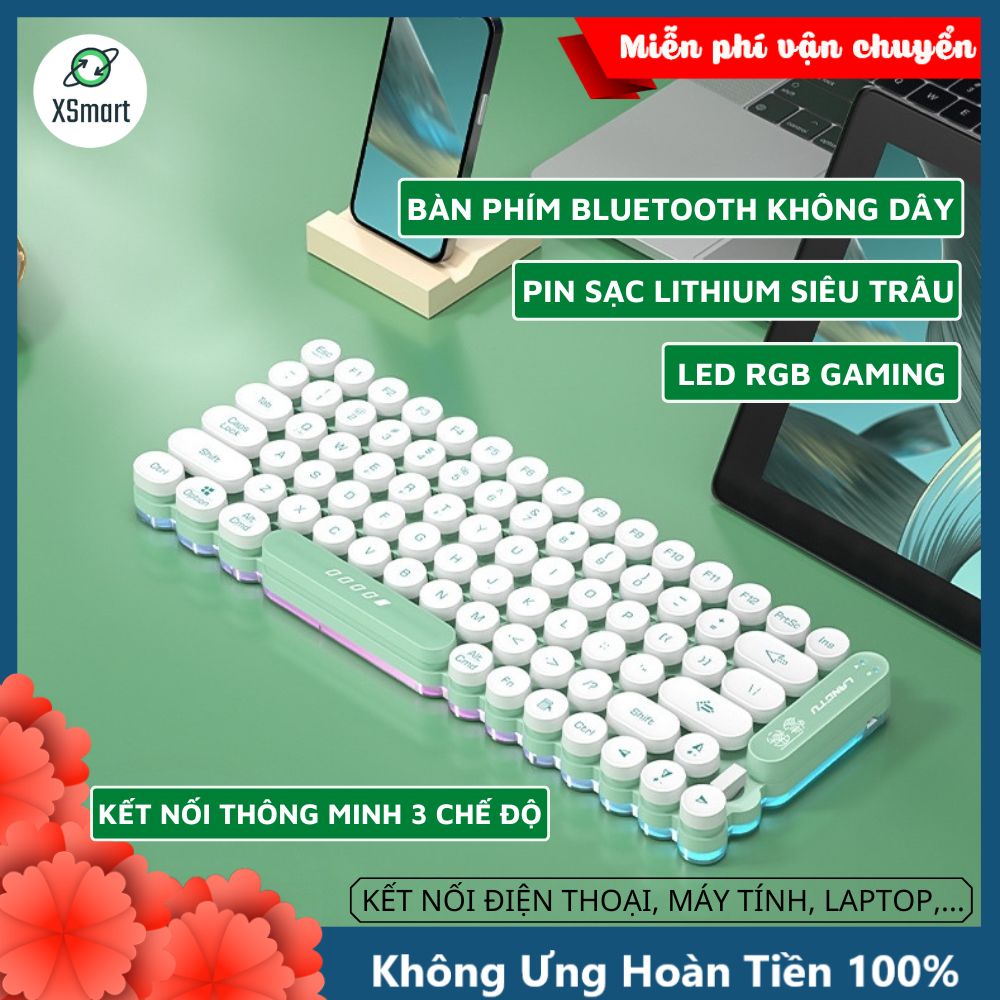 Mua Bàn Phím Không Dây Bluetooth Mini Có Led RGB Nút Tròn OG80 Chống ...