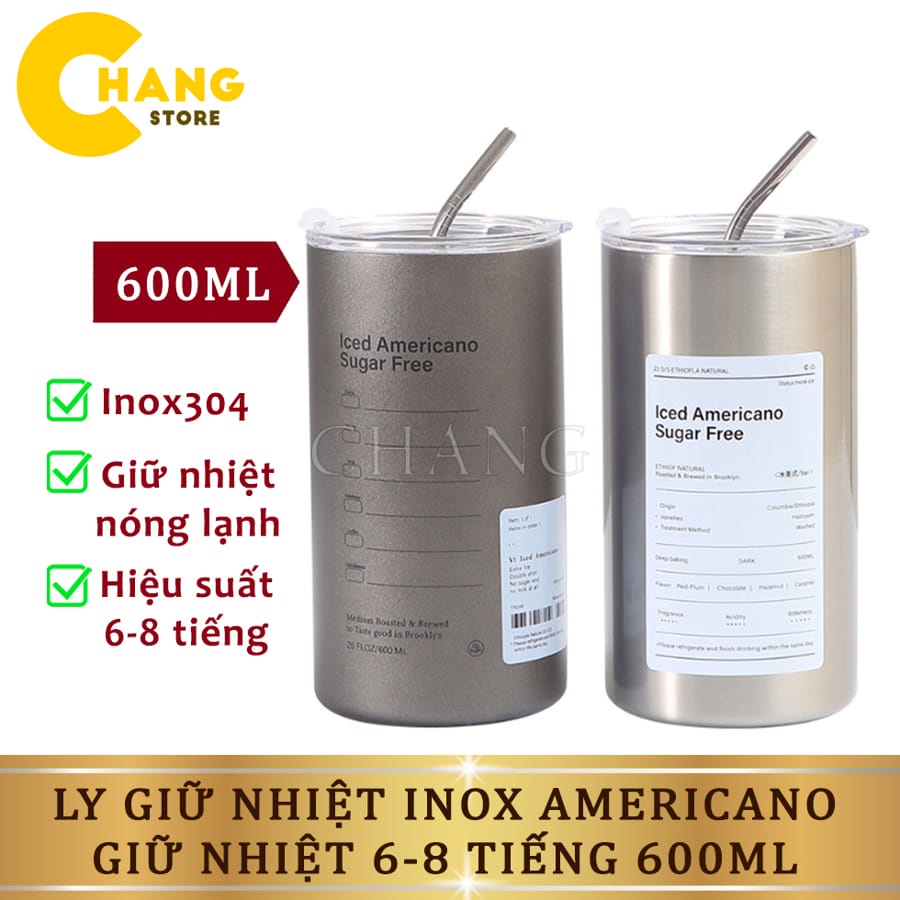 Mua Cốc Giữ Nhiệt Iced Americano Inox 304 Ly Uống Coffee 600ML Giữ Nhiệt 6-8 Tiếng Kèm Ống Hút ...