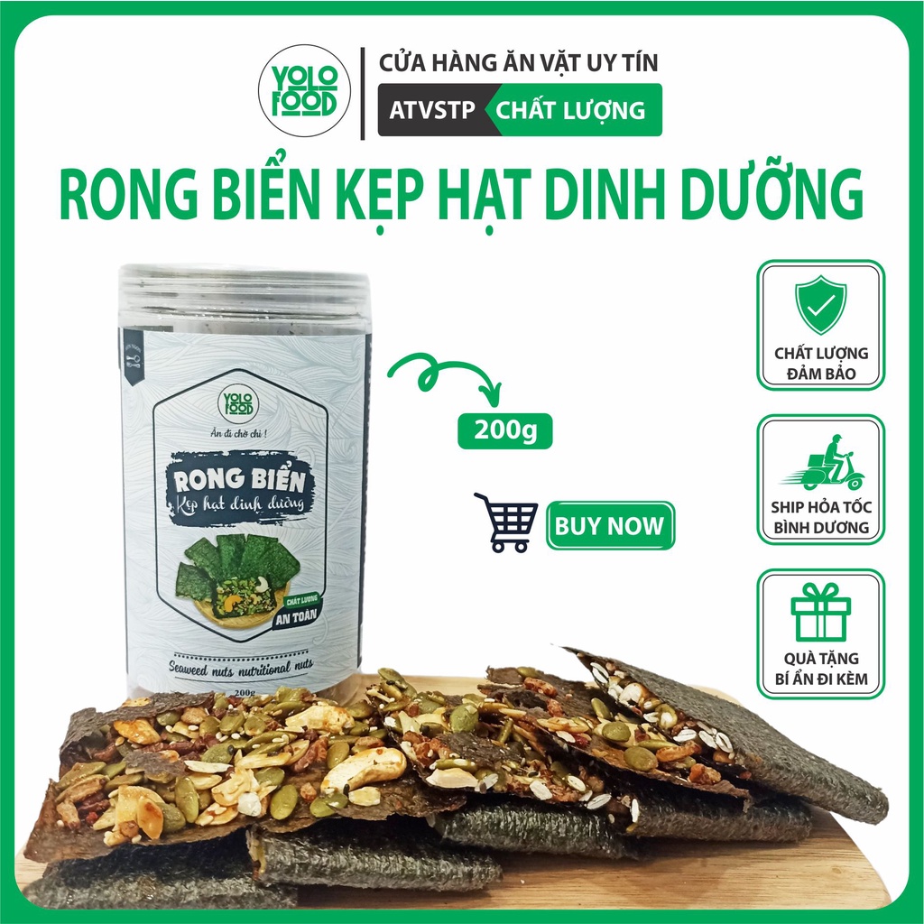 Mua Rong biển kẹp hạt dinh dưỡng hộp 200g YOLO FOOD đồ ăn vặt ngon ...