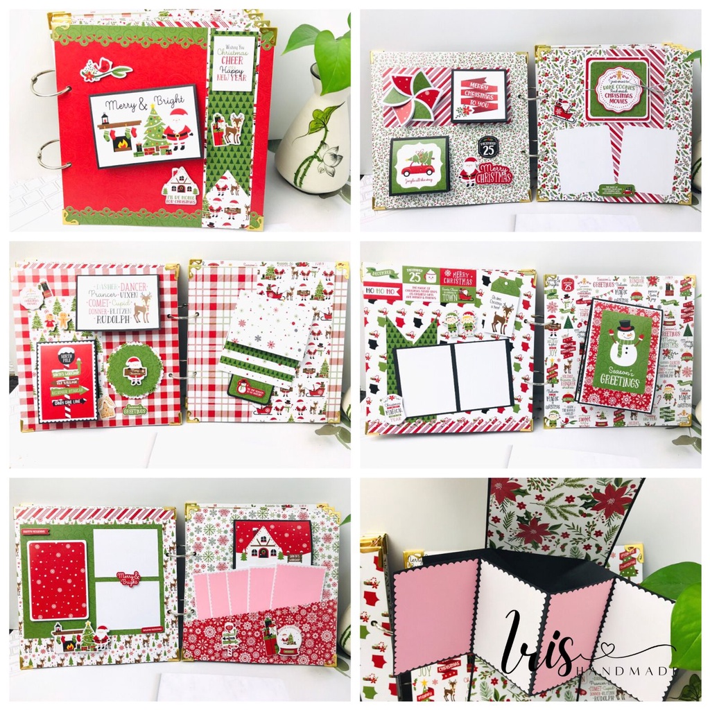 [Album ảnh handmade] Scrapbook chủ đề Giáng Sinh/ Scrapbook tone đỏ 5 ...