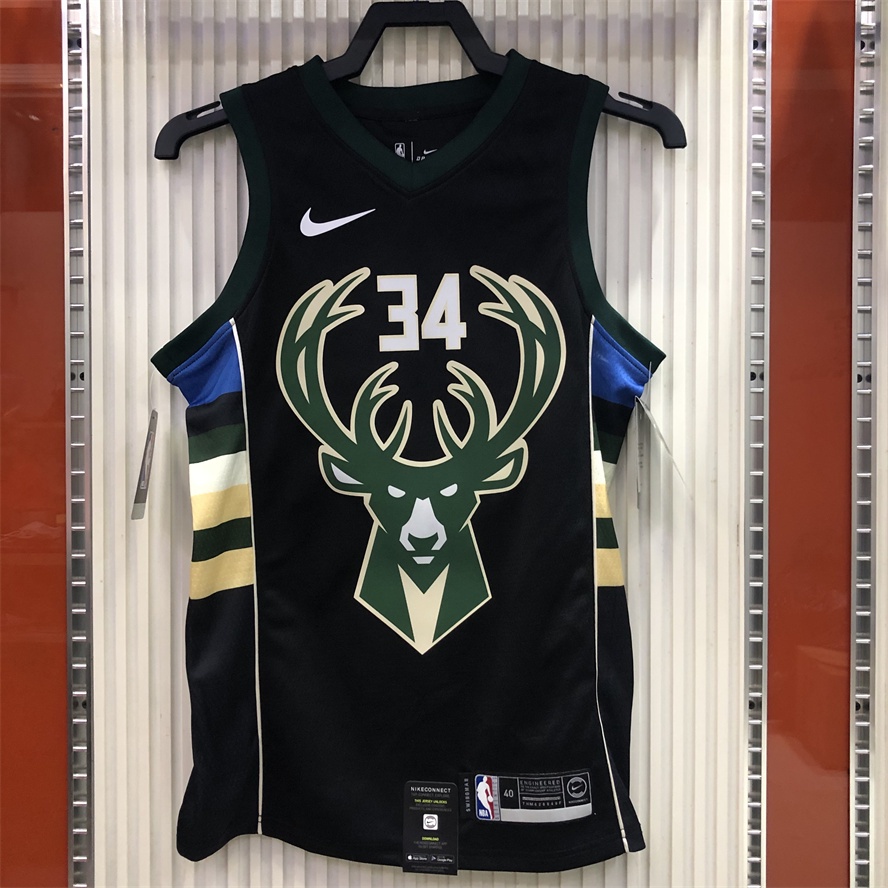 Mua Antetokounmpoo #34 NBA Áo Bóng Rổ Cổ Chữ V Màu Đen Milwaukee Bucks ...