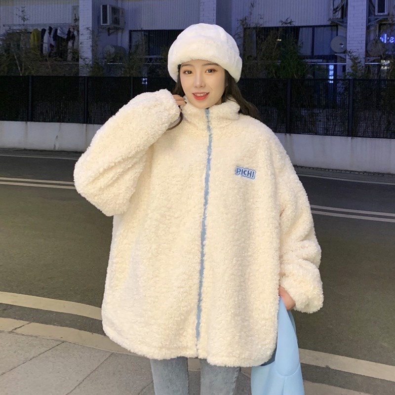 Mua Áo Khoác Lông Cừu Thêu Logo Form To Dáng Unisex , Khoác Nam Nữ, Áo ...