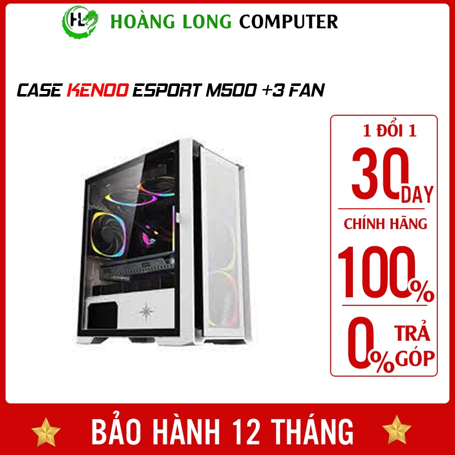 Vỏ Case Kenoo Esport M500 Vỏ Máy Tính PC Màu Trắng M-ATX Kèm 3 Fan LED ...