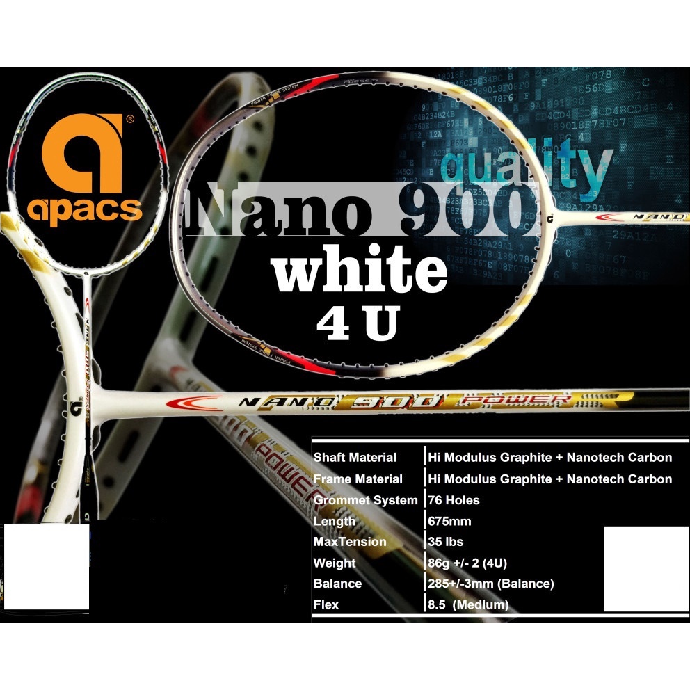 Mua Vợt cầu lông Apacs Nano 900 Power (Trắng), tặng dây đan vợt TAAN ...
