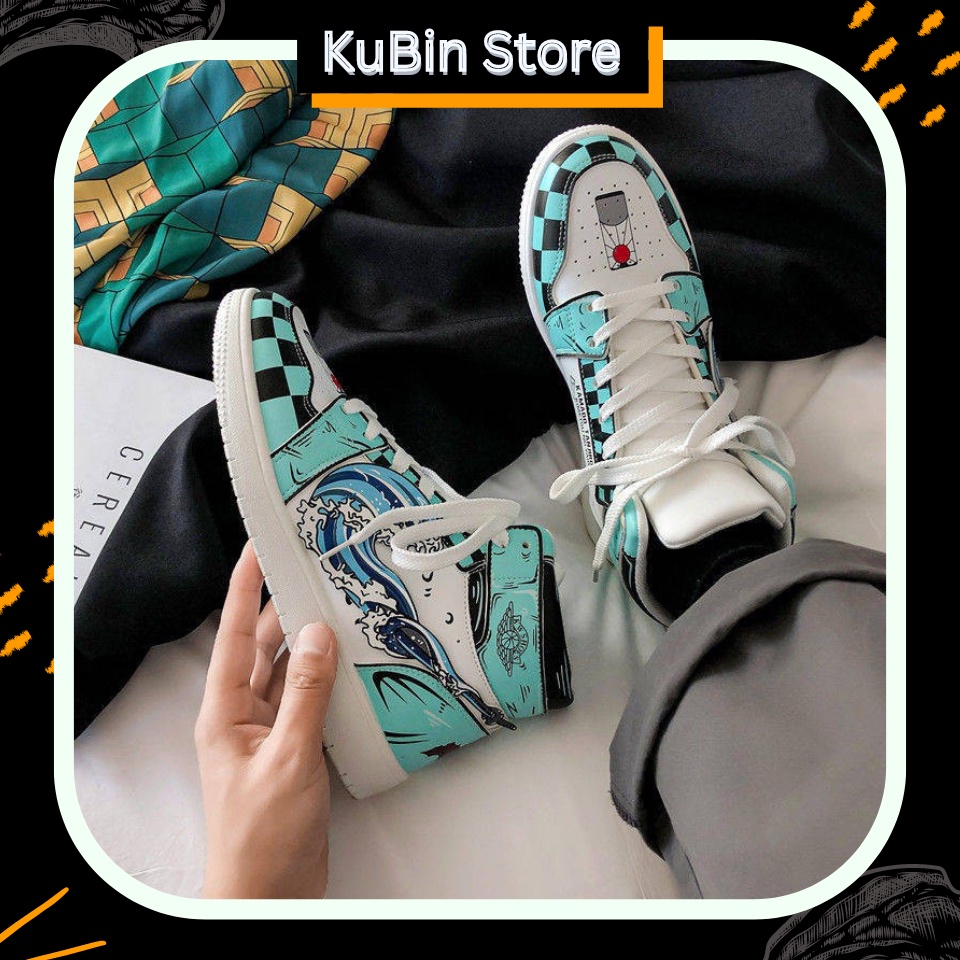 Giày jordan nam nữ cổ cao custom KIMETSU, Giày jordan 1 high anime hàng ...