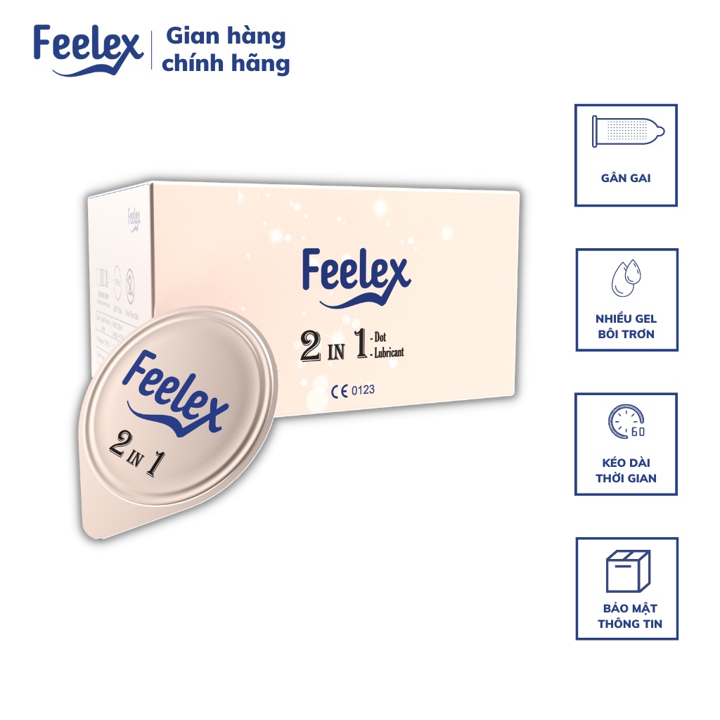 Bao cao su gai Feelex 2 in 1 nhiều gân gai và gel bôi trơn, mỏng hàng ...