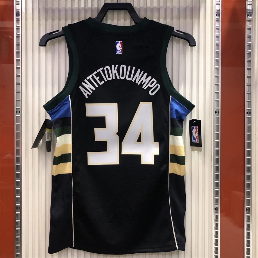 Mua Antetokounmpoo #34 NBA Áo Bóng Rổ Cổ Chữ V Màu Đen Milwaukee Bucks ...