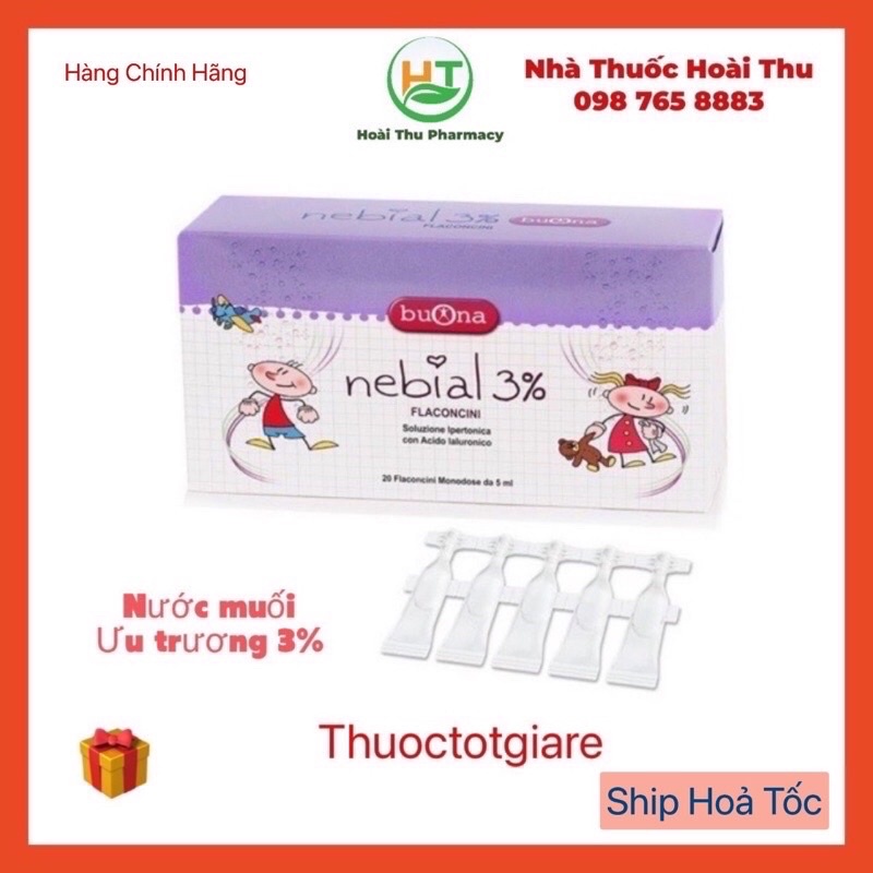 Dung dịch nhỏ mũi Nebial / Nebianax 3% Flaconcini - Nước muối ưu trương ...