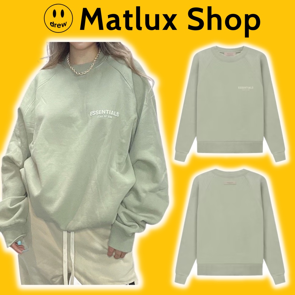 Áo sweater FEAR OF GOD FOG ESSENTIALS SS22 Seafoam in nhung cao cấp, Áo ...