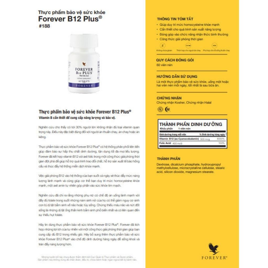 Viên Uống Bổ Máu B12 Và Axit Folic Forever B12 Plus Tablet Lọ 60 Viên ...