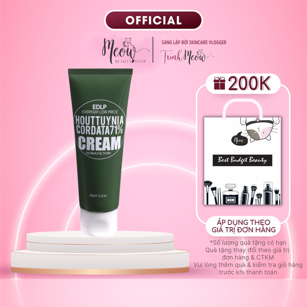 Kem dưỡng ẩm diếp cá Derma Factory làm dịu, cung cấp độ ẩm cho da dạng ...