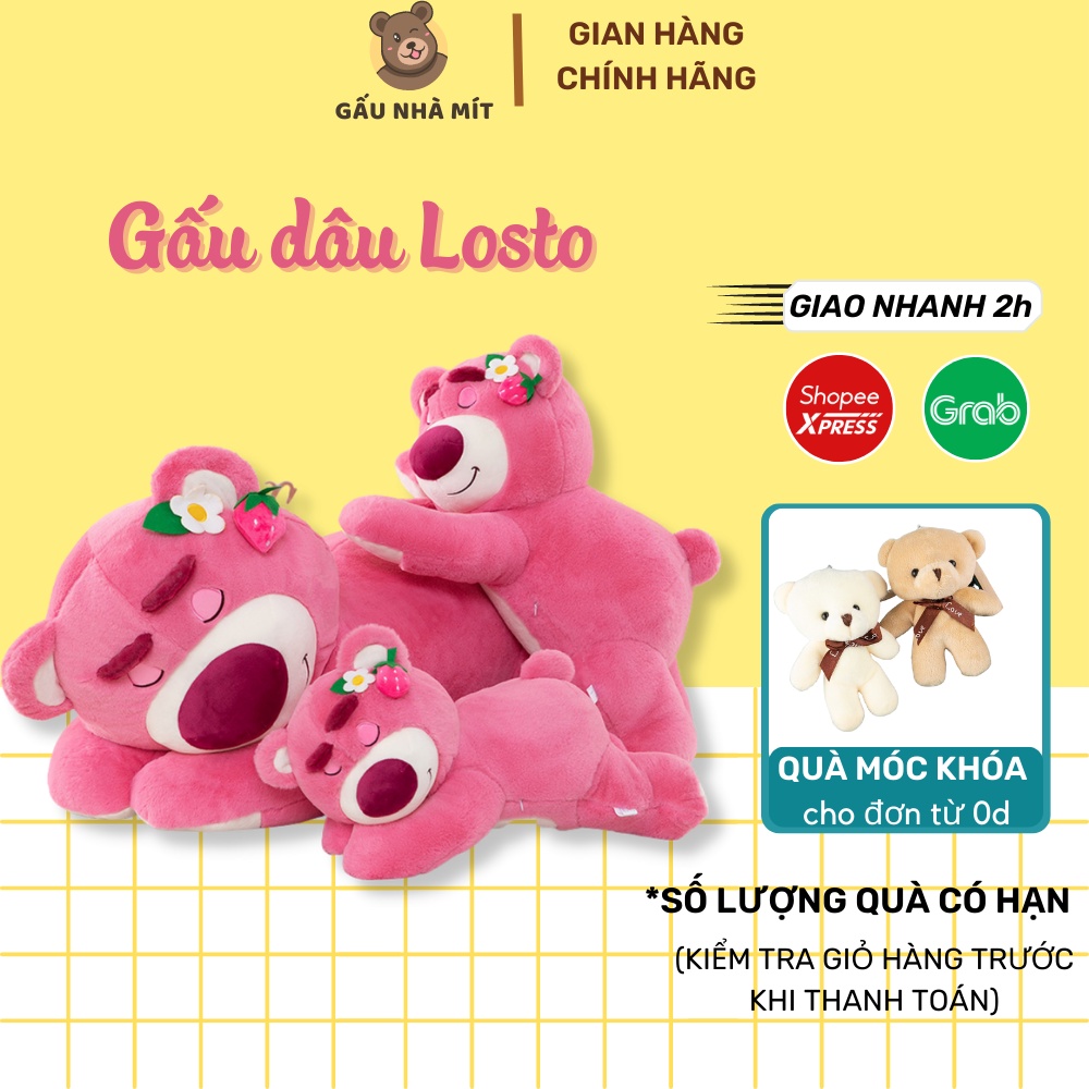 Mua Gấu bông Losto tai dâu, Gấu dâu Losto nằm disney vải nhung xù có ...