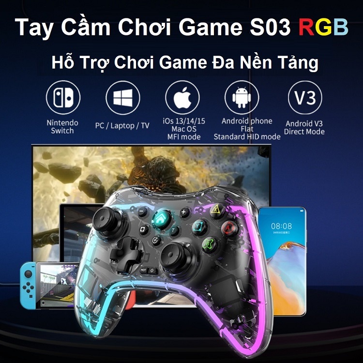 Mua Tay Cầm Chơi Các Loại Game, Không Dây Đèn LED S03 RGB, Tay Trong ...
