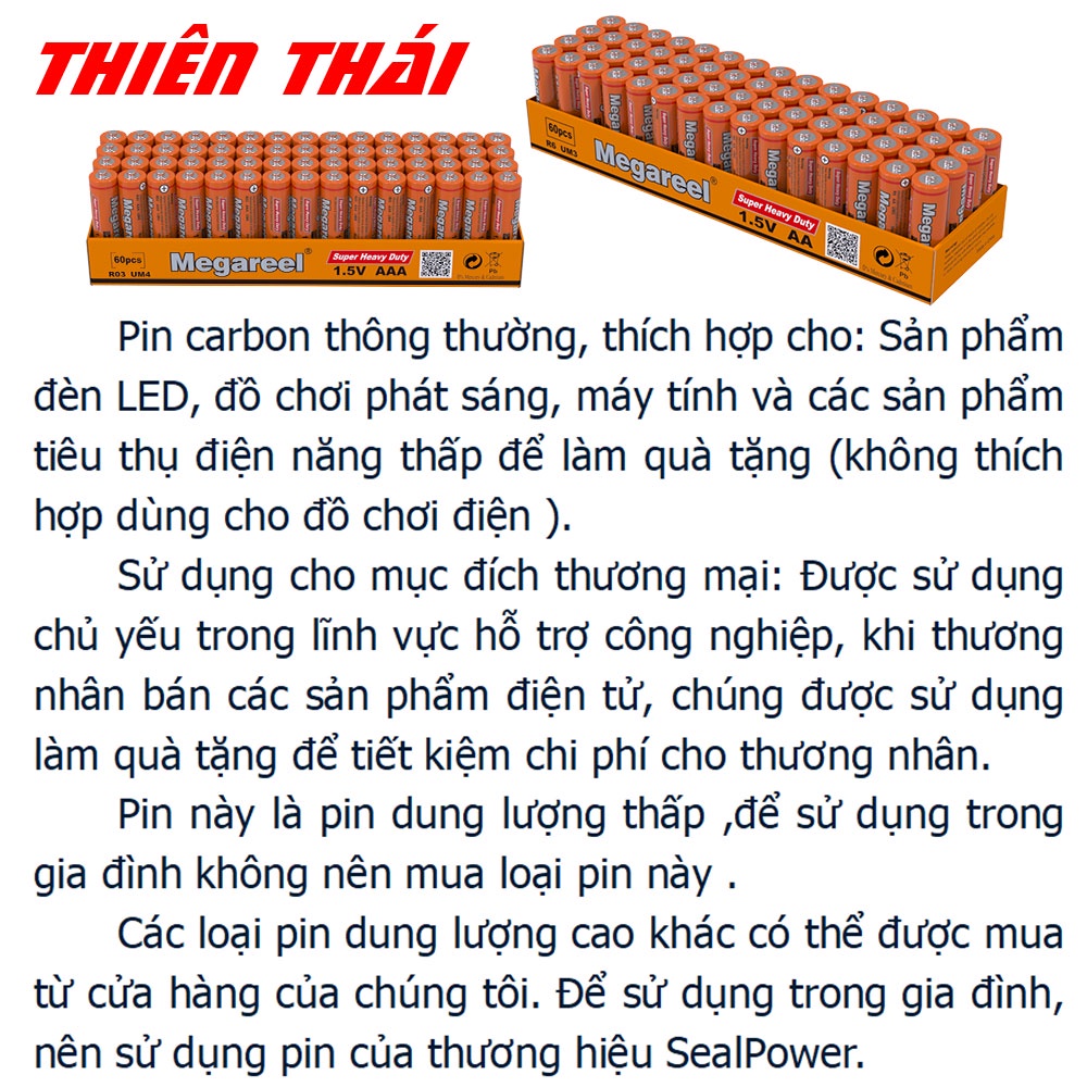 Mua Hộp 60 viên Megareel AA(R6), AAA(R03) Carbon 1.5V , Pin tiểu, đũa ...