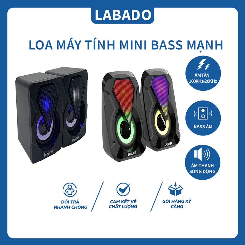 Loa máy tính vi tính E-1046/ E-1053 loa mini Led 7 màu để bàn bass giá ...