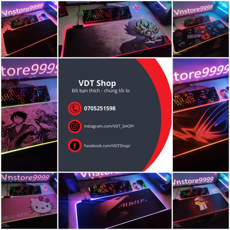 Miếng lót chuột led rgb, 50 mẫu pad chuột cỡ lớn đủ màu sắc full box ...