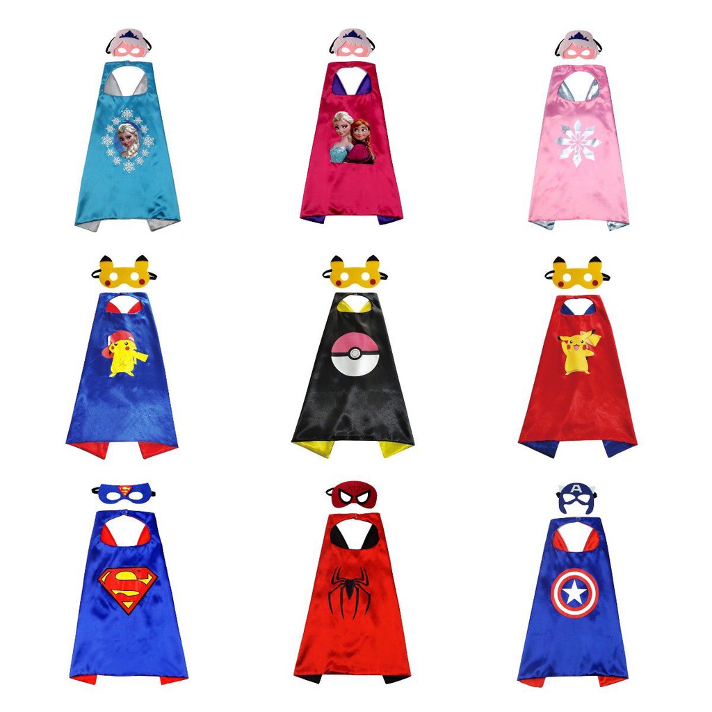 Kids Superhero Cape With Mask Girl Princess Cape Costume Spiderman ...