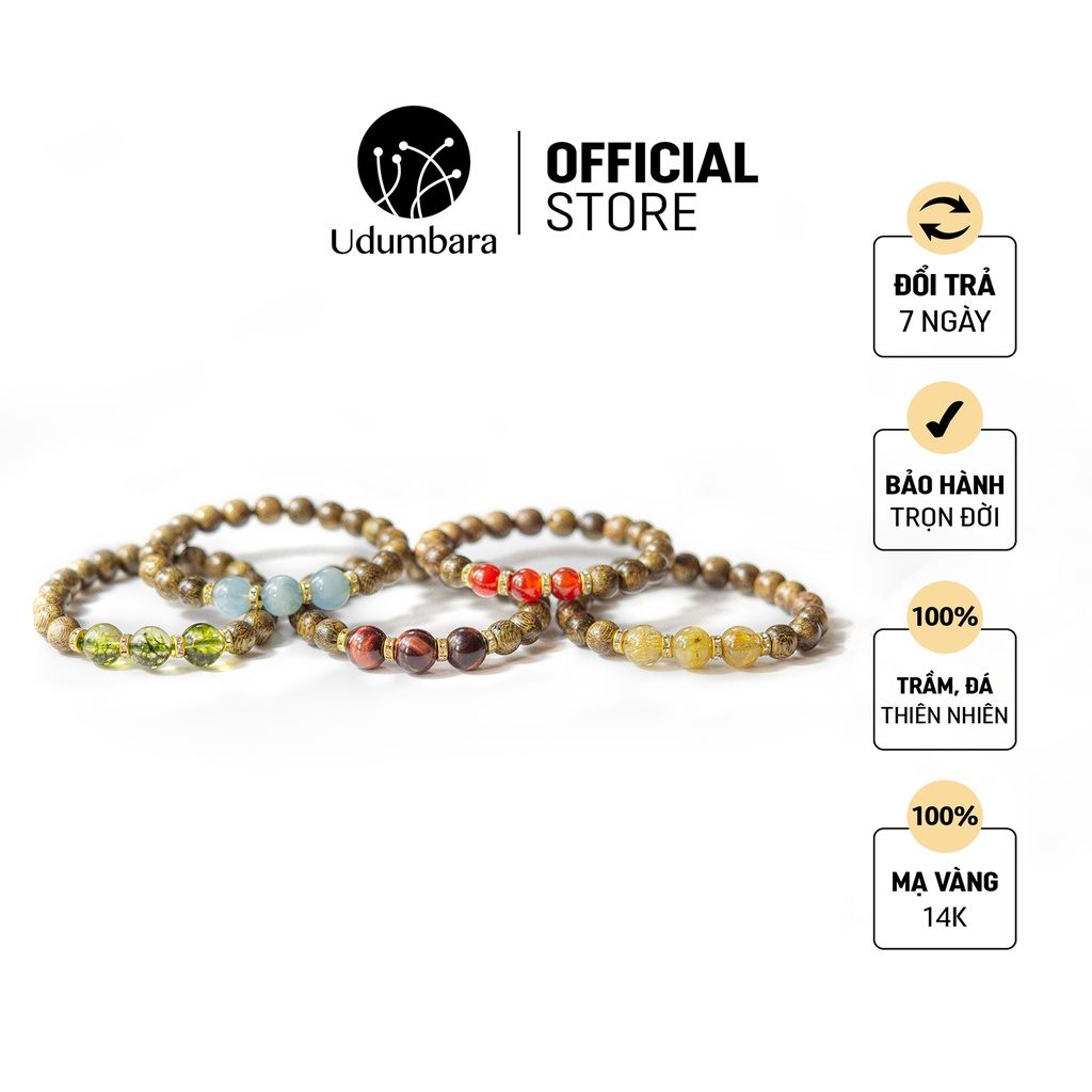 Vòng tay trầm hương nam nữ tam tài may mắn tự nhiên phong thủy Udum quà ...