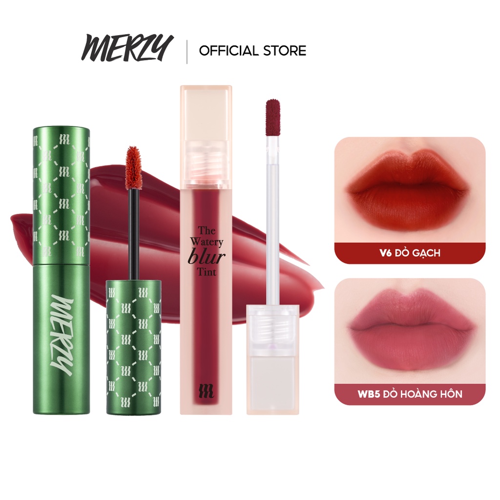Combo 2 Son Kem Lì Merzy The First Velvet Tint 4.5g (V6 Green vỏ xanh ...