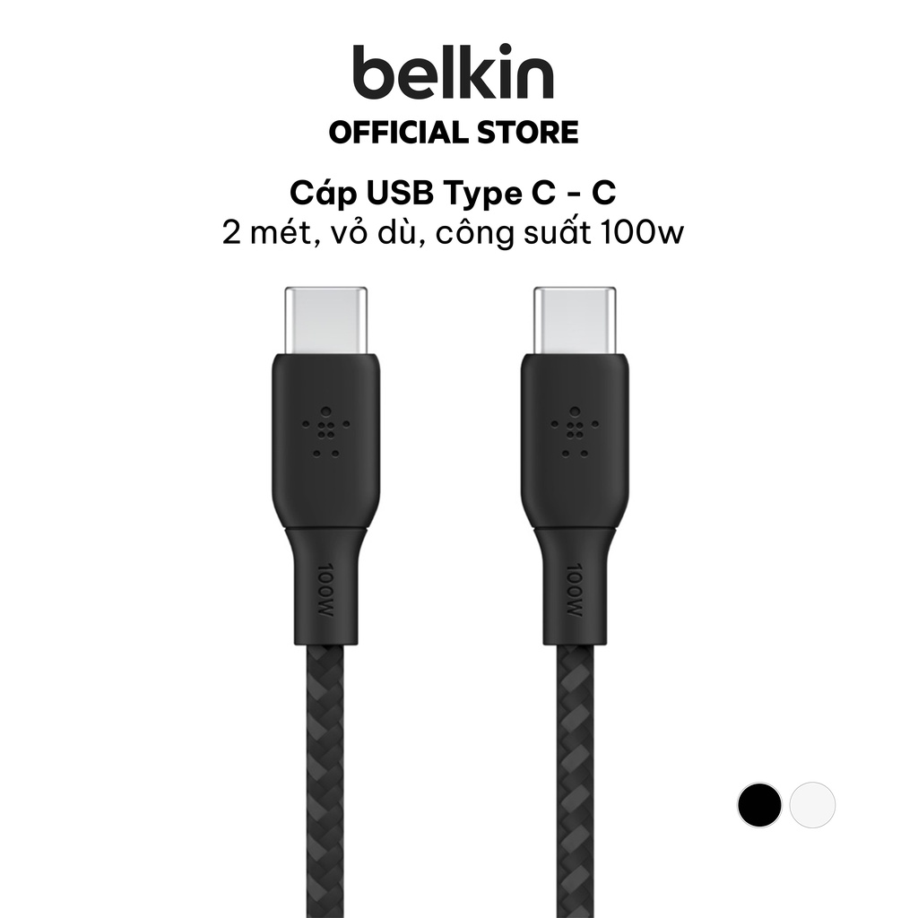 Cáp sạc nhanh USB Type C - C BOOST↑CHARGE™ Belkin 100W vỏ dù, 2M ...