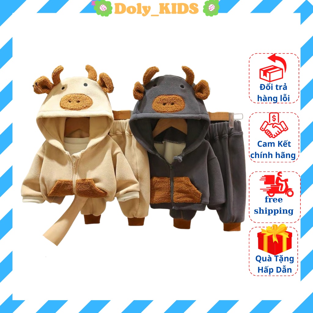 Bộ Nỉ Áo Khoác Có Mũ Tai Gấu Bộ Áo Khoác Quần Nỉ Thu Đông Cho Bé Từ 6 ...