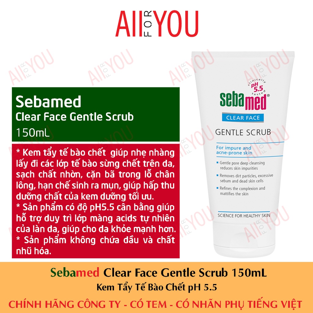 [CHÍNH HÃNG CÓ TEM] Sebamed Clear Face Gentle Scrub pH5.5 150mL - Kem ...