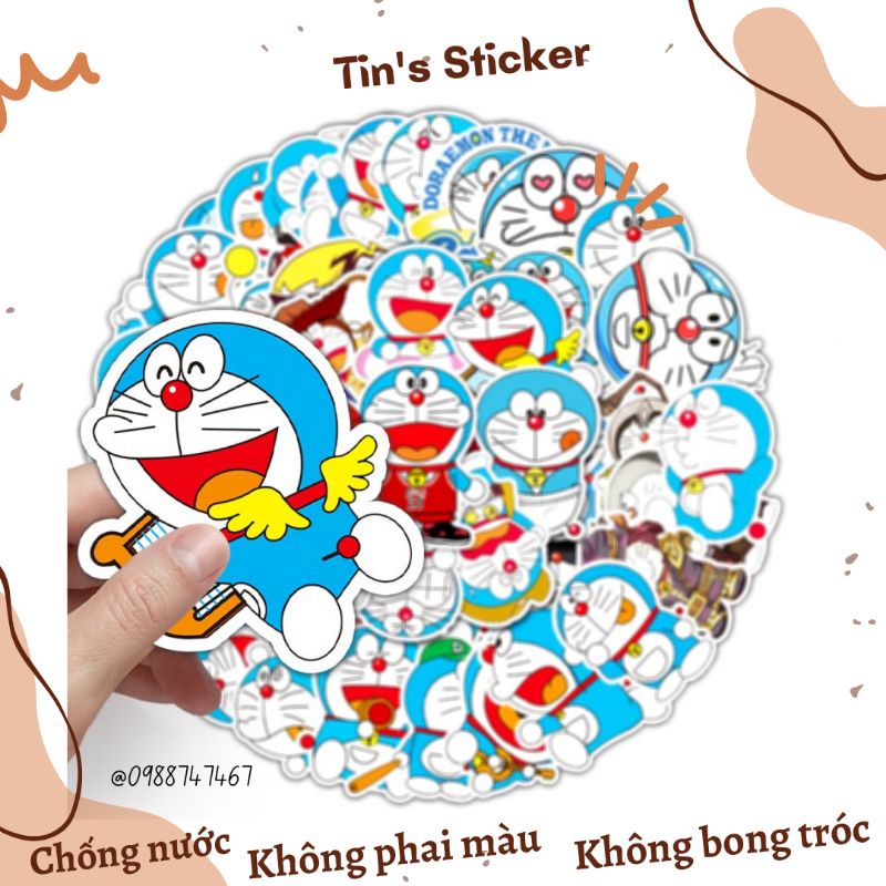 Mua Set combo 50 sticker Doraemon Đô rê mon doremon chống thấm nước dán ...